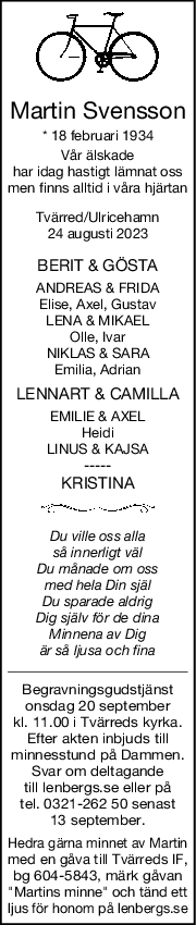 Familj - Dödsannonser - Ulricehamns Tidning