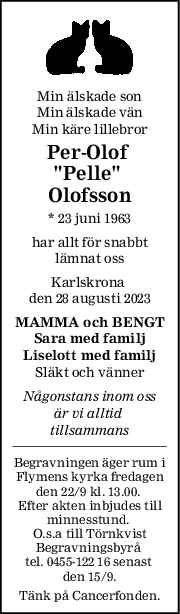 Familj - Dödsannonser - Blekinge Läns Tidning