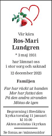 Familj - Dödsannonser - Blekinge Läns Tidning