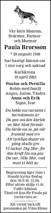 Familj - Dödsannonser - Blekinge Läns Tidning